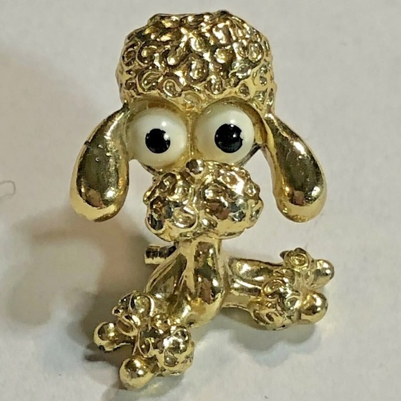 gerrys | Jewelry | Vintage Gerrys Large Eyed Poodle Dog Pin Brooch Gold ...